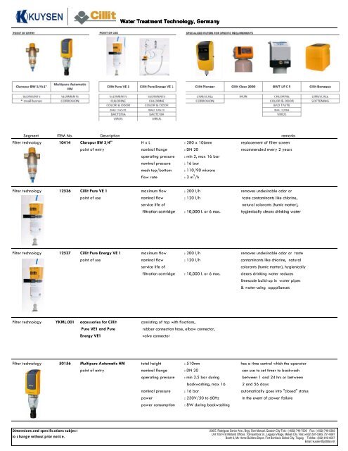 Kuysen Product List (PDF)