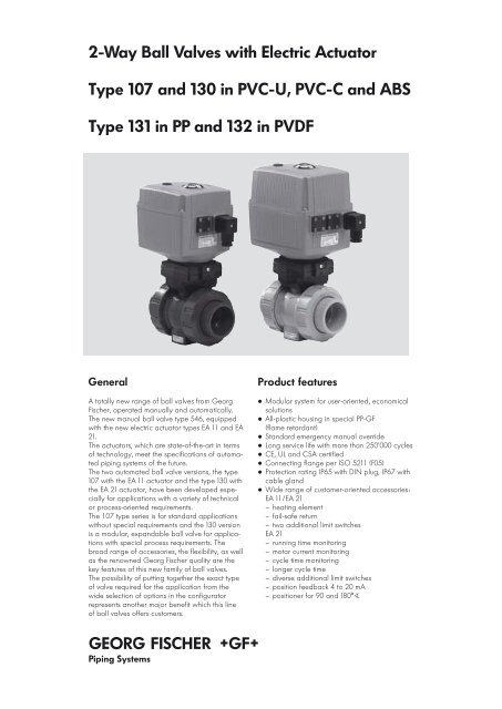 2-Way Ball Valves with Electric Actuator Type Â¢07 and Â¢30 in PVC-U ...