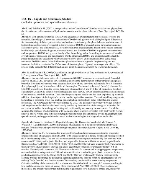 DSC lipids and membrane studies - MicroCal