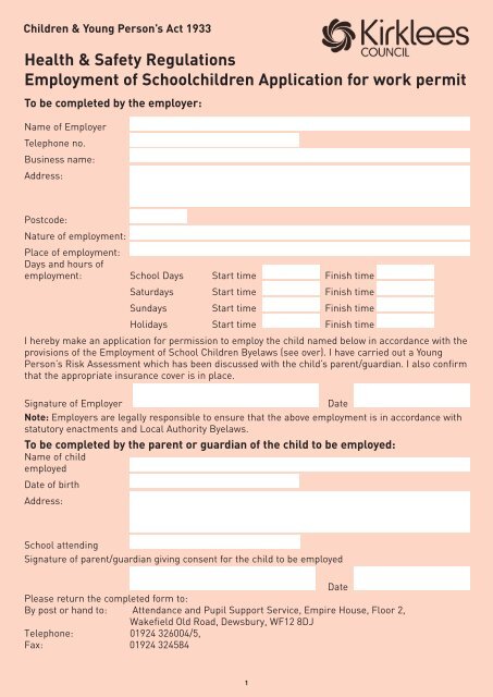 Application for work permit