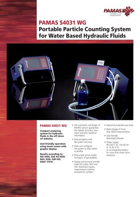 PAMAS S4031 WG Portable Particle Counting System for Water ...