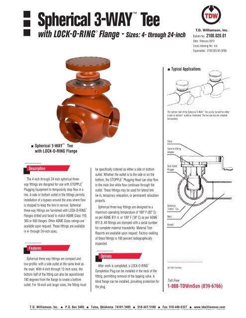 Spherical 3-WAYâ ¢ Tee - T.D. Williamson, Inc.