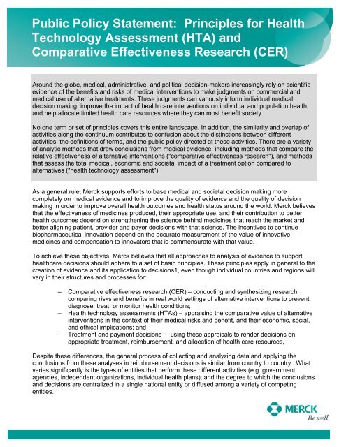 Public Policy Statement: Principles for Health Technology ...