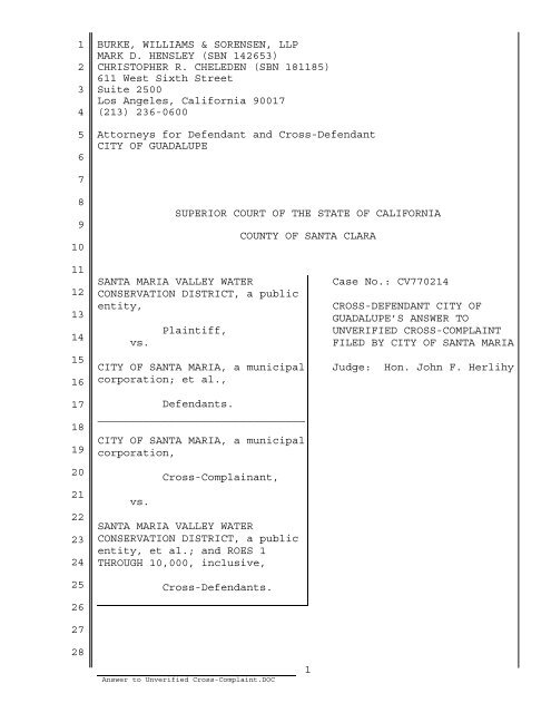 s Answer to Unverified Cross-Complaint Filed by ... - Sccomplex.org