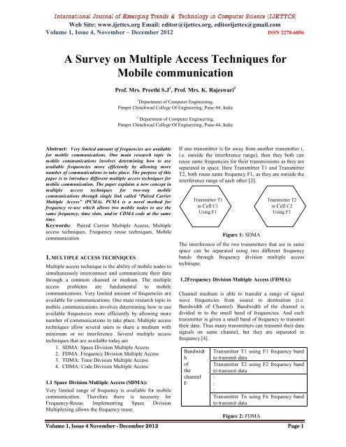 A Survey on Multiple Access Techniques for Mobile communication