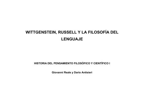 WITTGENSTEIN, RUSSELL Y LA FILOSOFÃ A DEL LENGUAJE