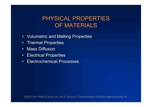 PHYSICAL PROPERTIES OF MATERIALS