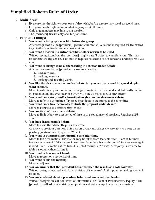 Motion On The Floor Robert S Rules Of Order - Infoupdate.org