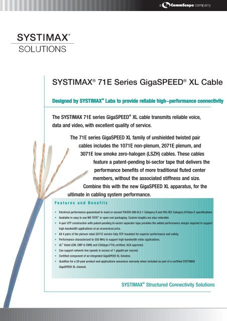 SYSTIMAX GigaSPEED XL 1071 UTP Cable