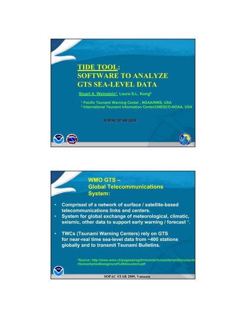 tide tool: software to analyze gts sea-level data - Pacific Disaster Net