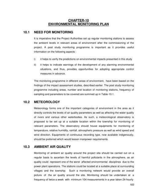chapter-10 environmental monitoring plan 10.1 need for monitoring ...