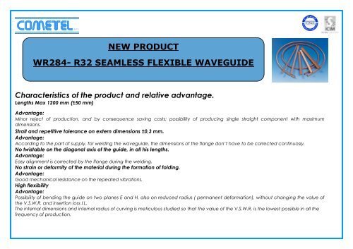 new product wr284- r32 seamless flexible waveguide - Arva-RF