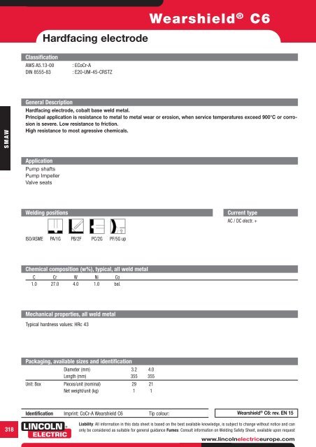 WearshieldÂ® C6 - Lincoln Electric