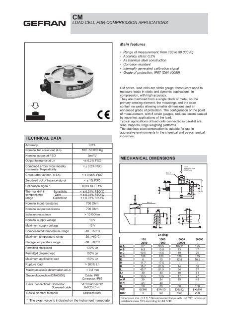load cell for compression applications mechanical dimensions ...