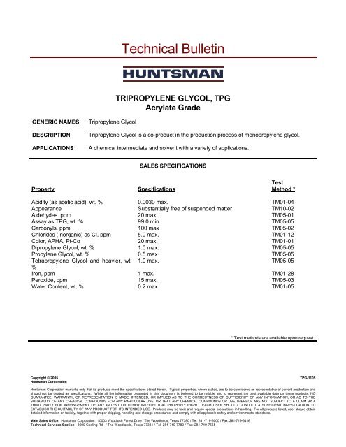 Tripropylene Glycol, TPG - Third Coast Chemicals