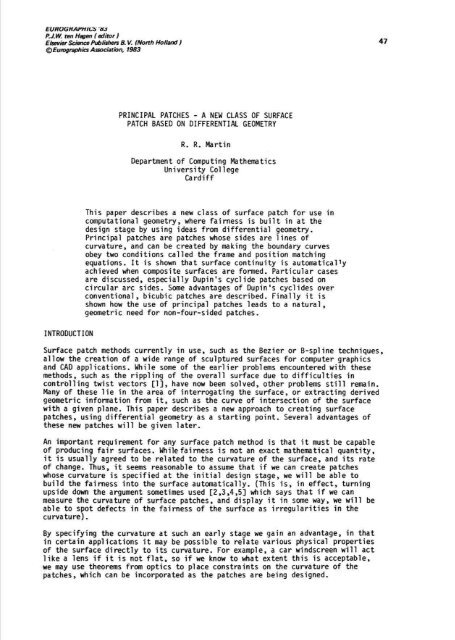 principal patches - a new class of surface patch ... - Ralph Martin