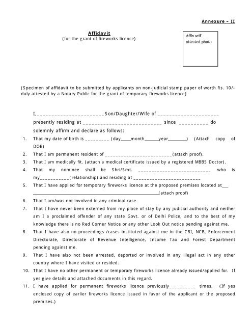 Affidavit I, /Daughter/Wife of - Delhi Police : LICENSING BRANCH