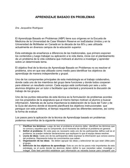 APRENDIZAJE BASADO EN PROBLEMAS