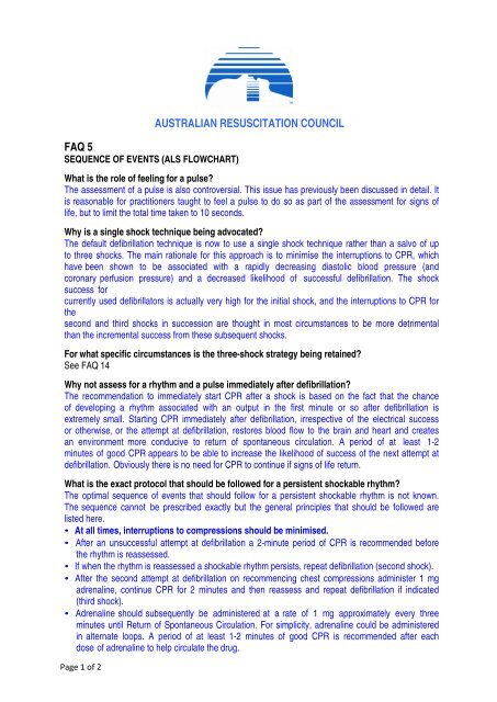 als flowchart - Australian Resuscitation Council