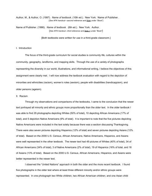 Example Textbook Analysis - Bowling Green State University