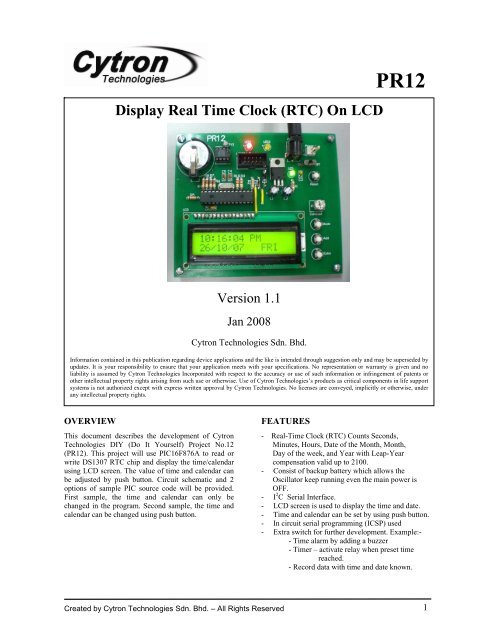 Display Real Time Clock (RTC) On LCD - Cytron Technologies