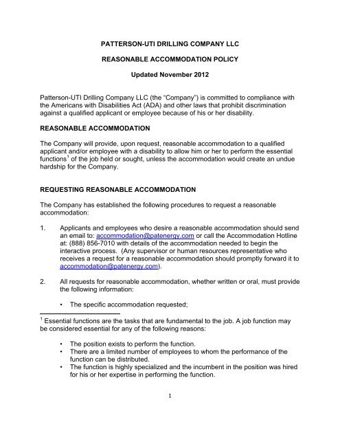 Reasonable Accommodation Policy - EthicsPoint