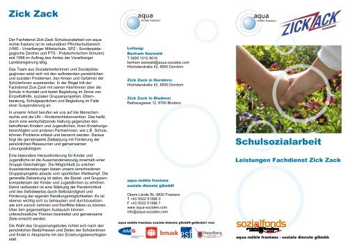 Schulsozialarbeit Zick Zack - Aqua MÃ¼hle Frastanz