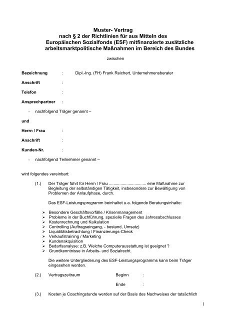 Muster- Vertrag