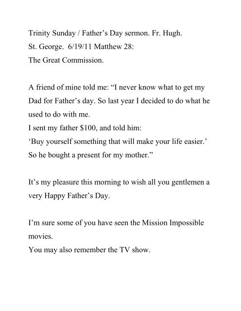 Trinity Sunday Sermon - St George Episcopal Church