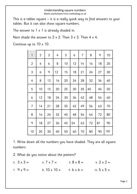 Square numbers - Maths Blog