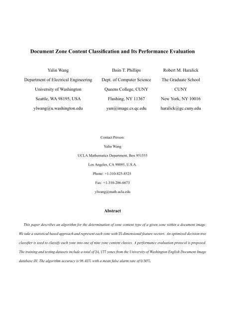 Document Zone Content Classification and Its ... - Yalin Wang