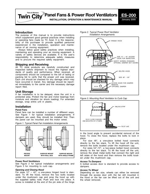 Panel Fans & Power Roof Ventilators - Twin City Fan & Blower