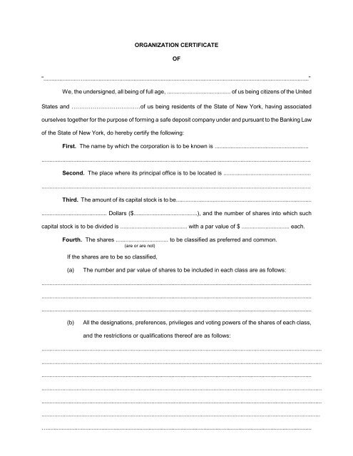 organization certificate of - Department of Financial Services