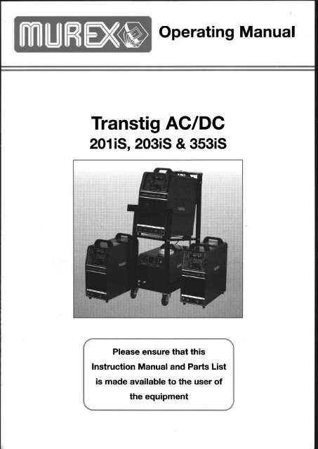 Transtig AC/DC 201iS, 203iS and 353iS - Murex