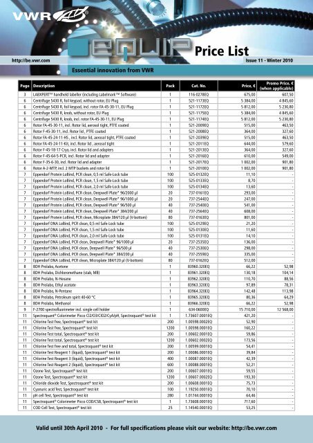 Price List - VWR-International GmbH
