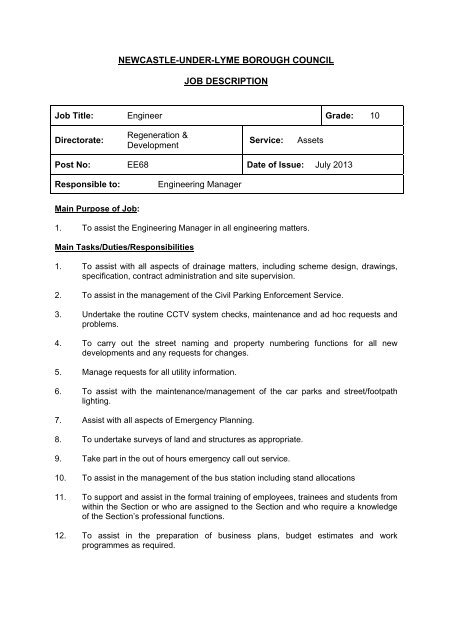 Job Description - Newcastle-under-Lyme Borough Council