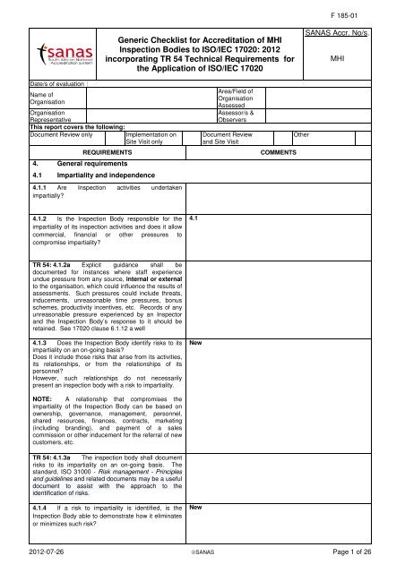 2012 incorporating TR 54 Technical Requirements - Sanas