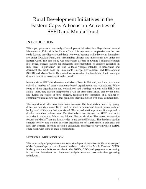 Rural Development Initiatives in the Eastern Cape - South African ...