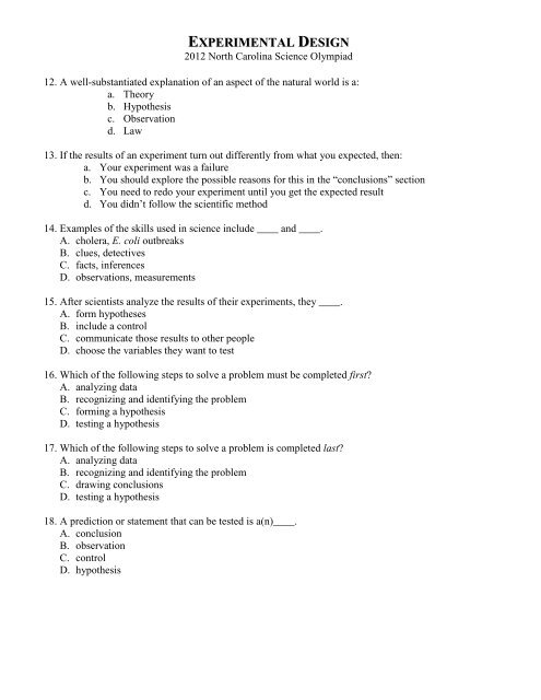 EXPERIMENTAL DESIGN 2012