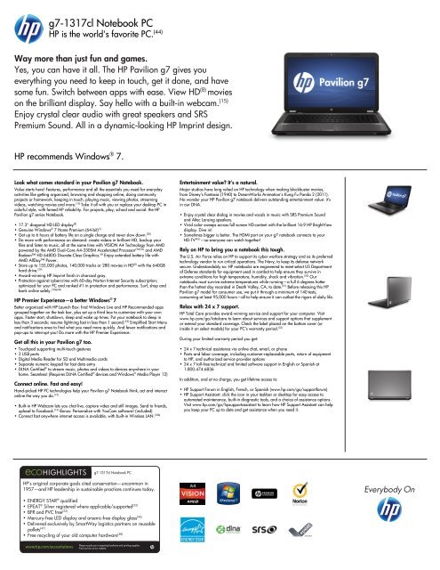 HP Pavilion Data Sheet - Walmart