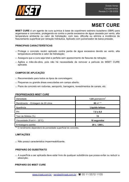 MSET CURE - Bautech Brasil