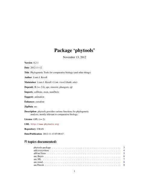 Package 'phytools'