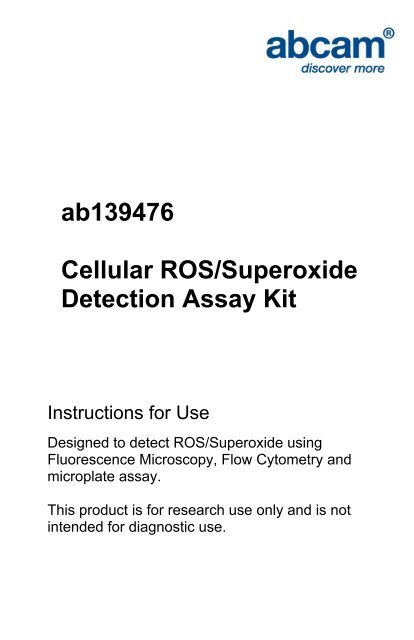 ab139476 Cellular ROS/Superoxide Detection Assay Kit - Abcam