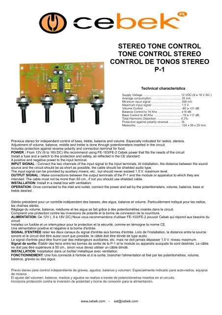 stereo tone control tone control stereo control de tonos ... - Fadisel