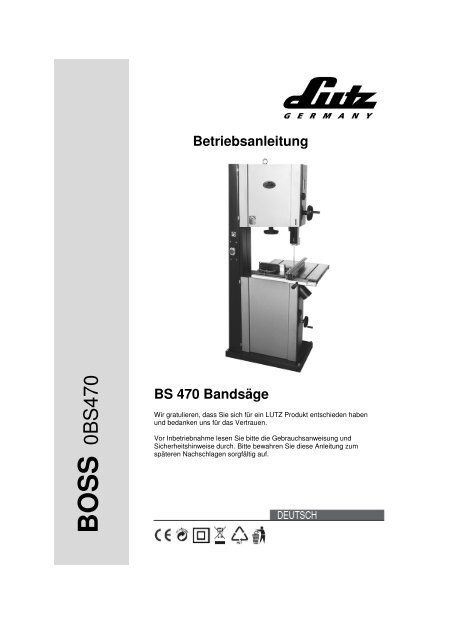 BS 470 Bandsäge - LUTZ MASCHINEN