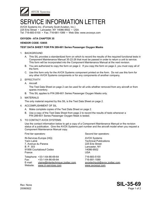 SIL-35-69 - AVOX Systems, Inc.