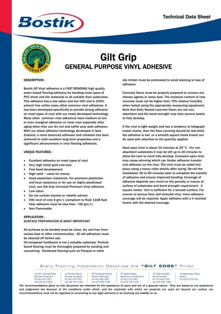 giltgrip general purpose vinyl adhesive - Gilt Edge Industries