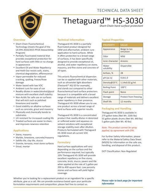Technical Data Sheet - Innovative Chemical Technologies, Inc.