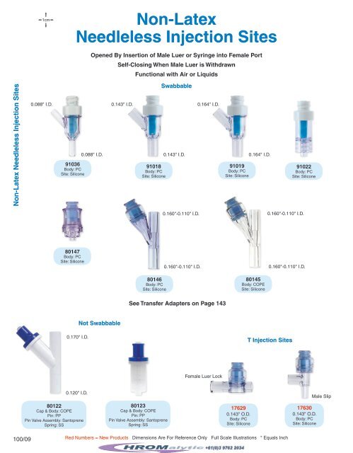 Non-Latex Needleless Injection Sites