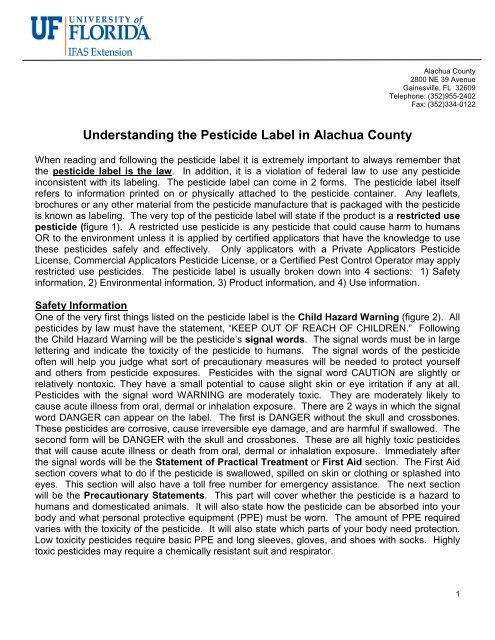 Understanding Pesticide Labels - Alachua County Extension Office